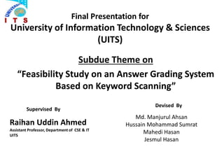 Feasibility study on an answer grading system based on keyword scanning ...