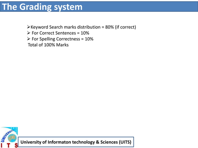 Feasibility study on an answer grading system based on keyword scanning | PPTX