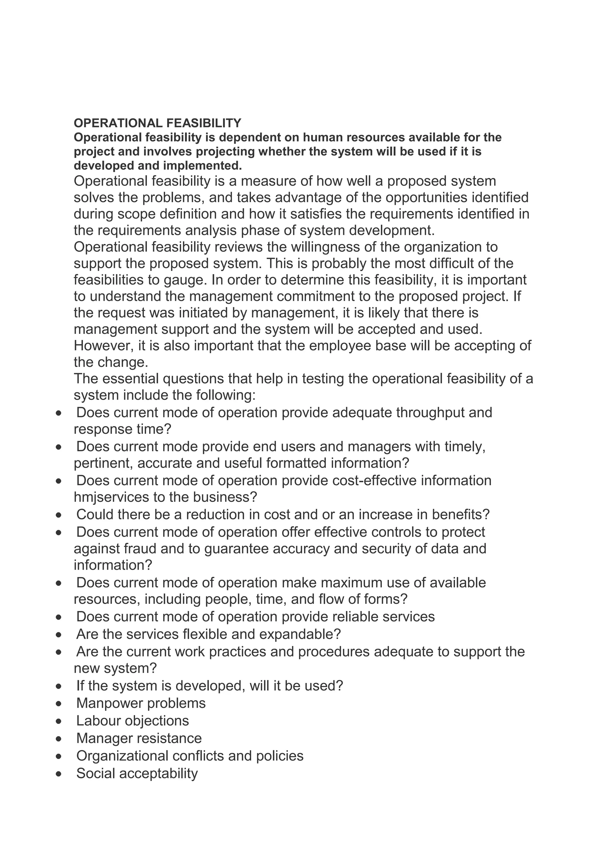 Feasibility of a project | DOCX