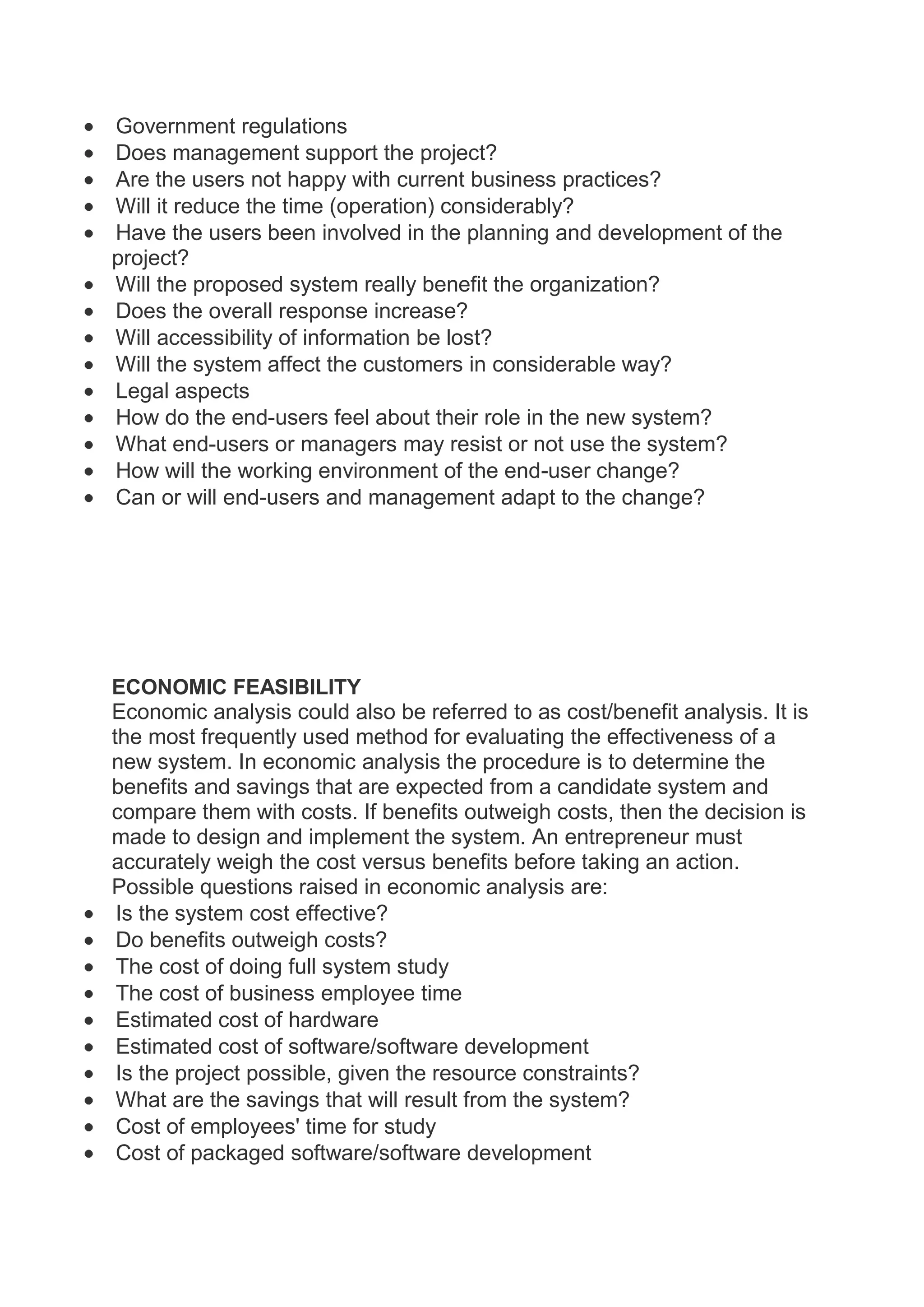 Feasibility of a project | DOCX