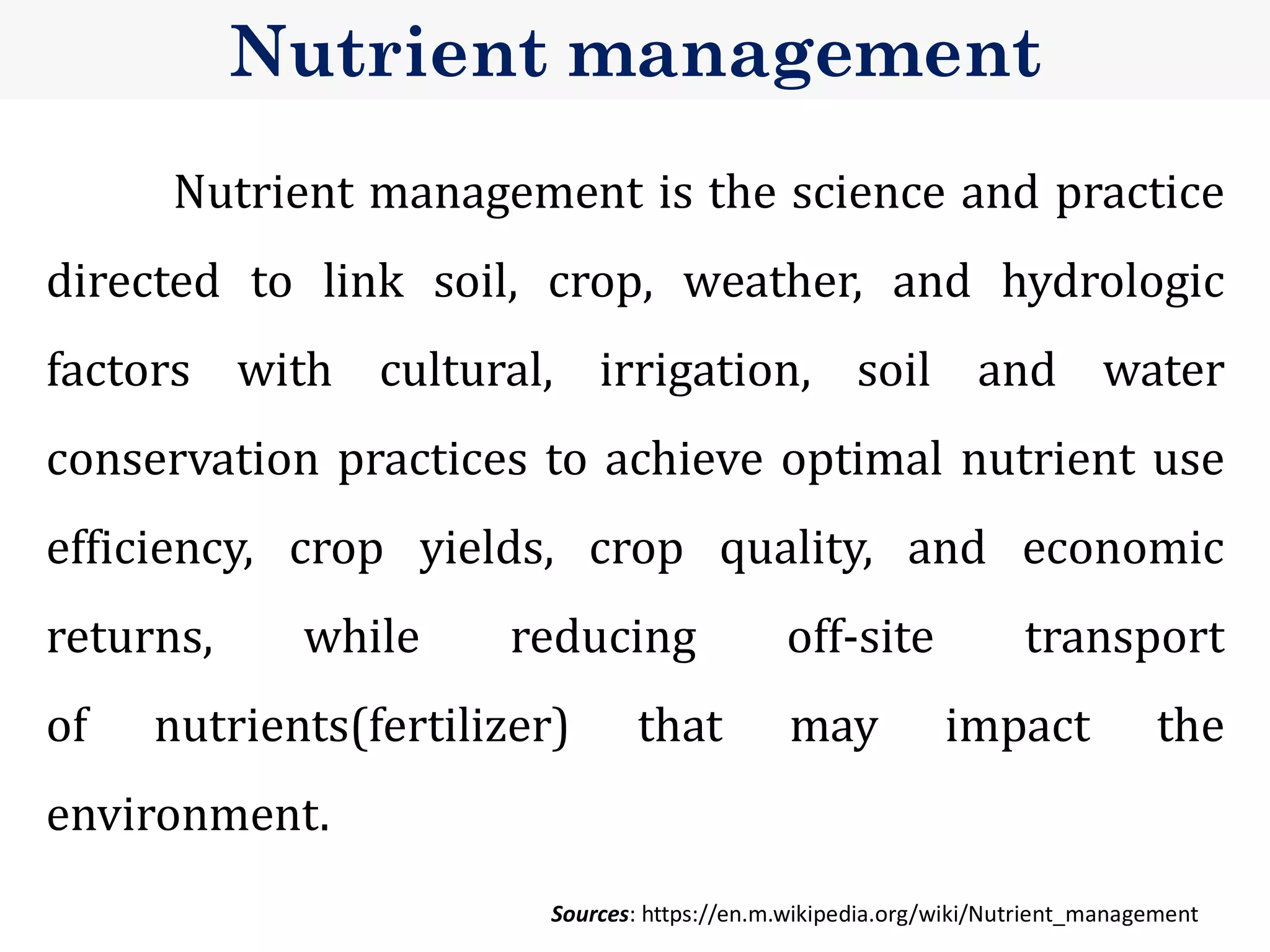 Impact of nutrient management practices on feasibility of organic ...