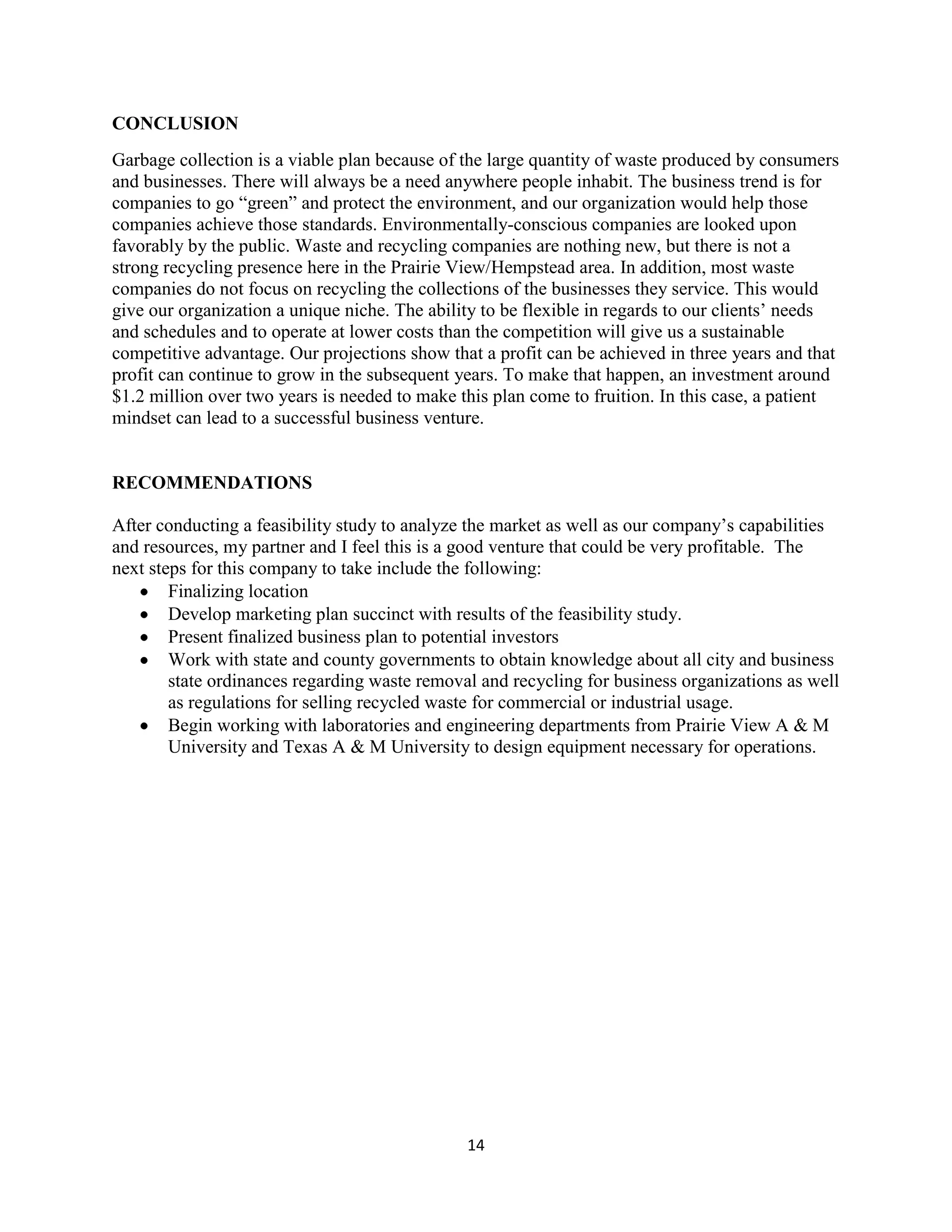 Feasibility Plan (Revised) | PDF