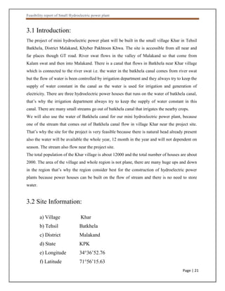 Feasibility Report of Small Hydroelectric Power Plant | PDF