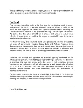 Draft Feasibility report of the railway system in Karachi | DOC