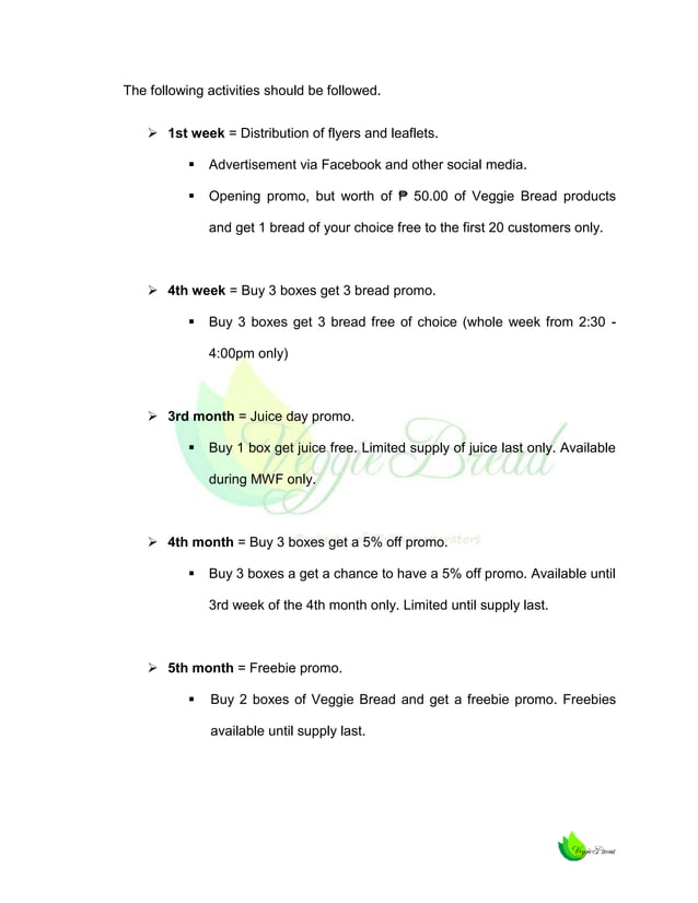 Feasibility Study (Veggie Bread) | PDF