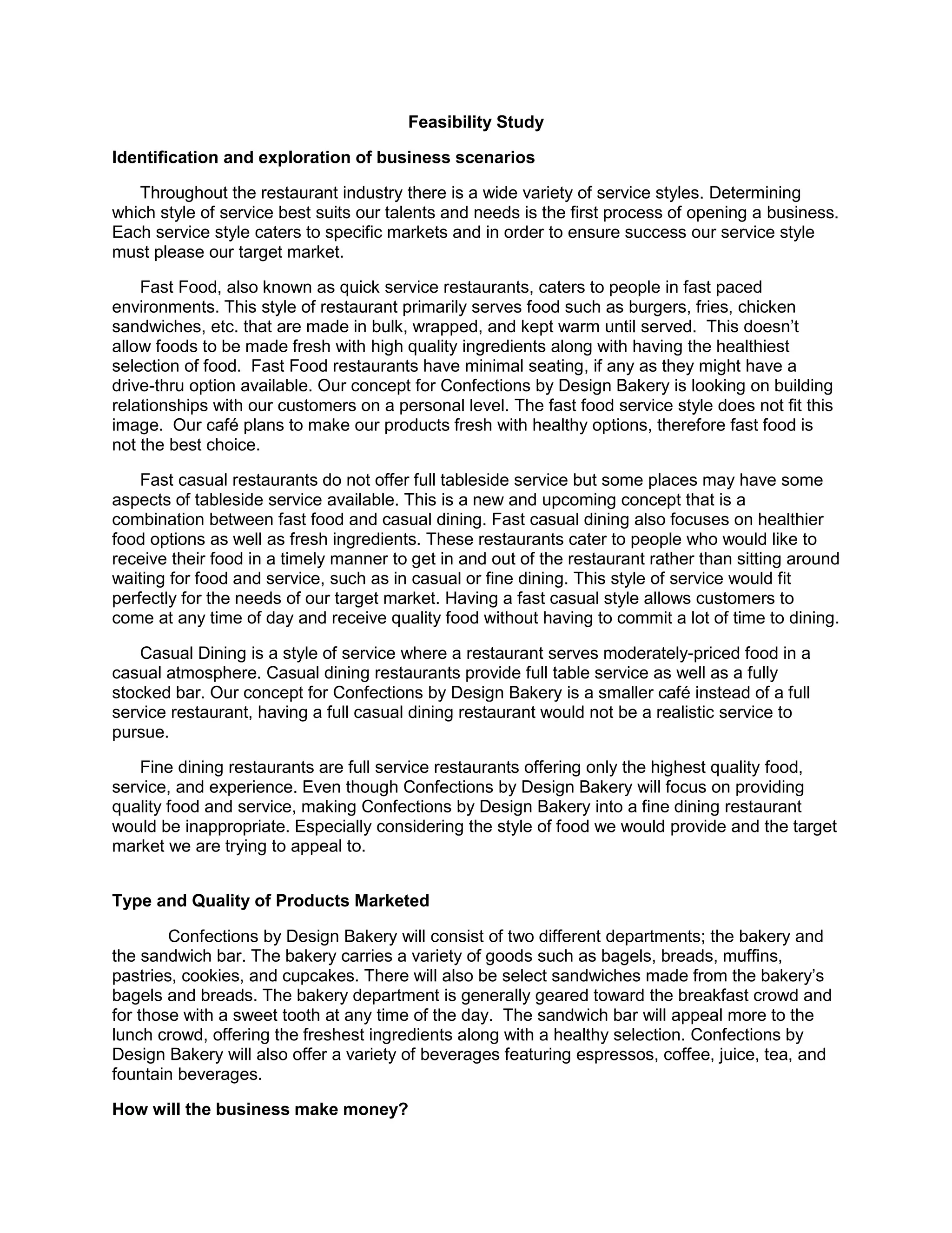 Feasibility Study- Bakery | DOCX