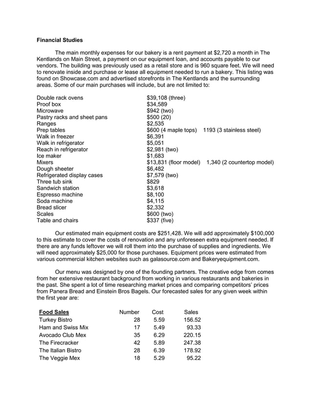 Feasibility Study- Bakery | DOCX