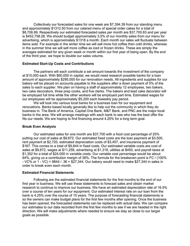 Feasibility Study- Bakery | DOCX