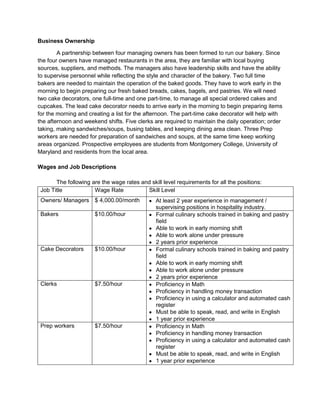Feasibility Study- Bakery | DOCX