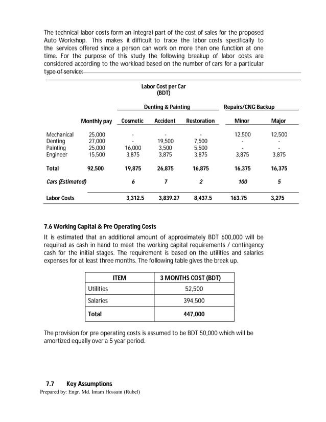 Feasibility study of an Automobile Repair & Service Workshop | PDF ...