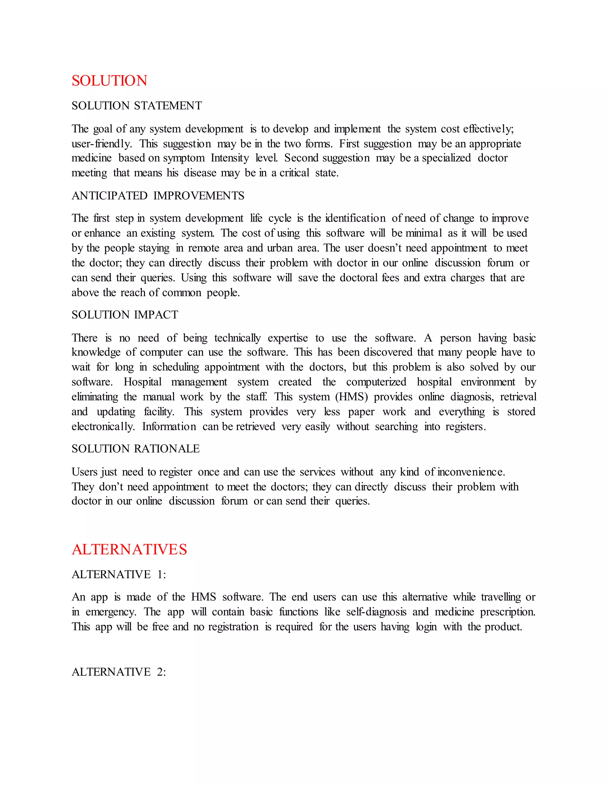 Feasibility Study Of Hospital Management System Docx