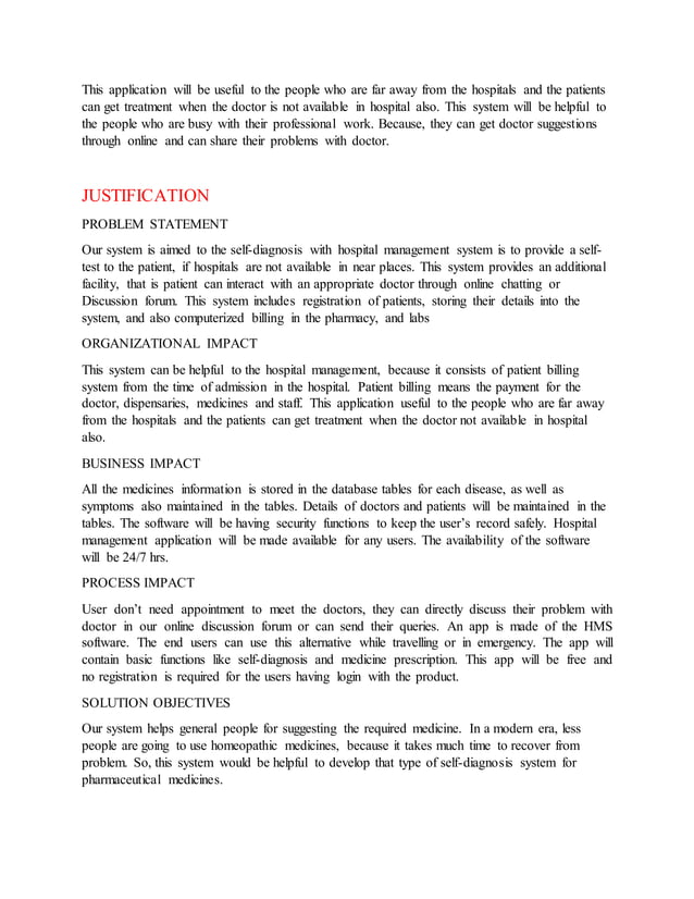 Feasibility Study of Hospital Management System | DOCX | Operating Systems | Computer Software ...