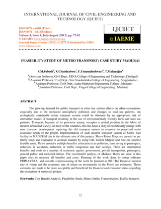 Feasibility study of_metro_transport_case_study_madurai | PDF