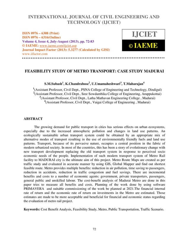 Feasibility study of_metro_transport_case_study_madurai | PDF