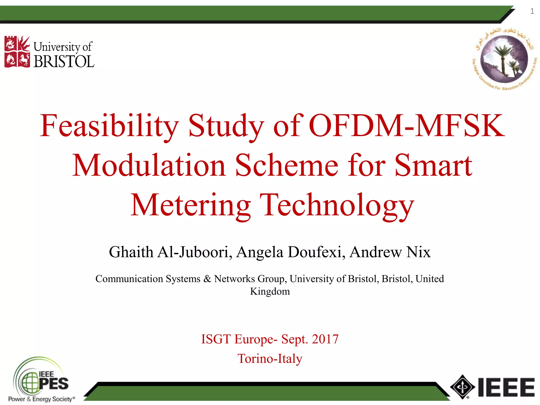 Feasibility Study of OFDM-MFSK Modulation Scheme for Smart Metering ...