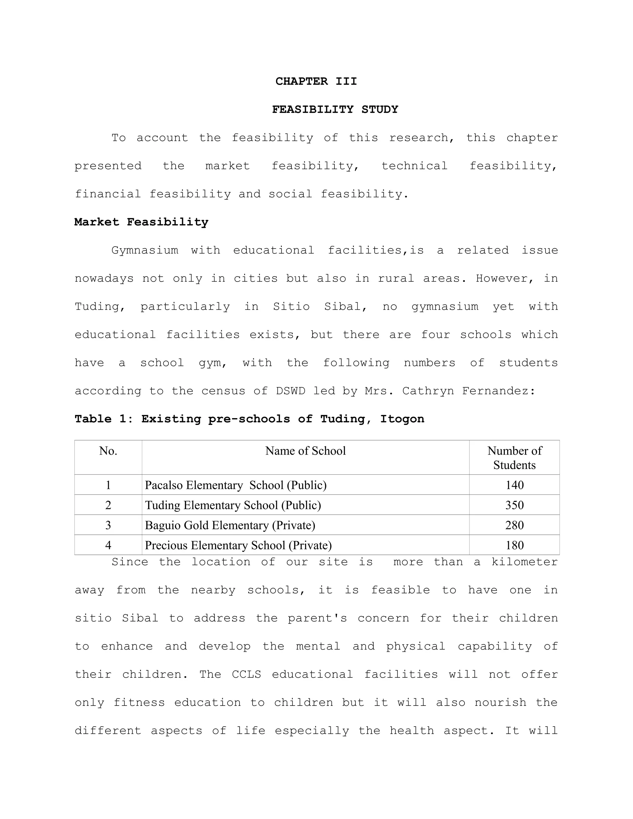 Feasibility study of proposed gymnasium with educational facilities in ...