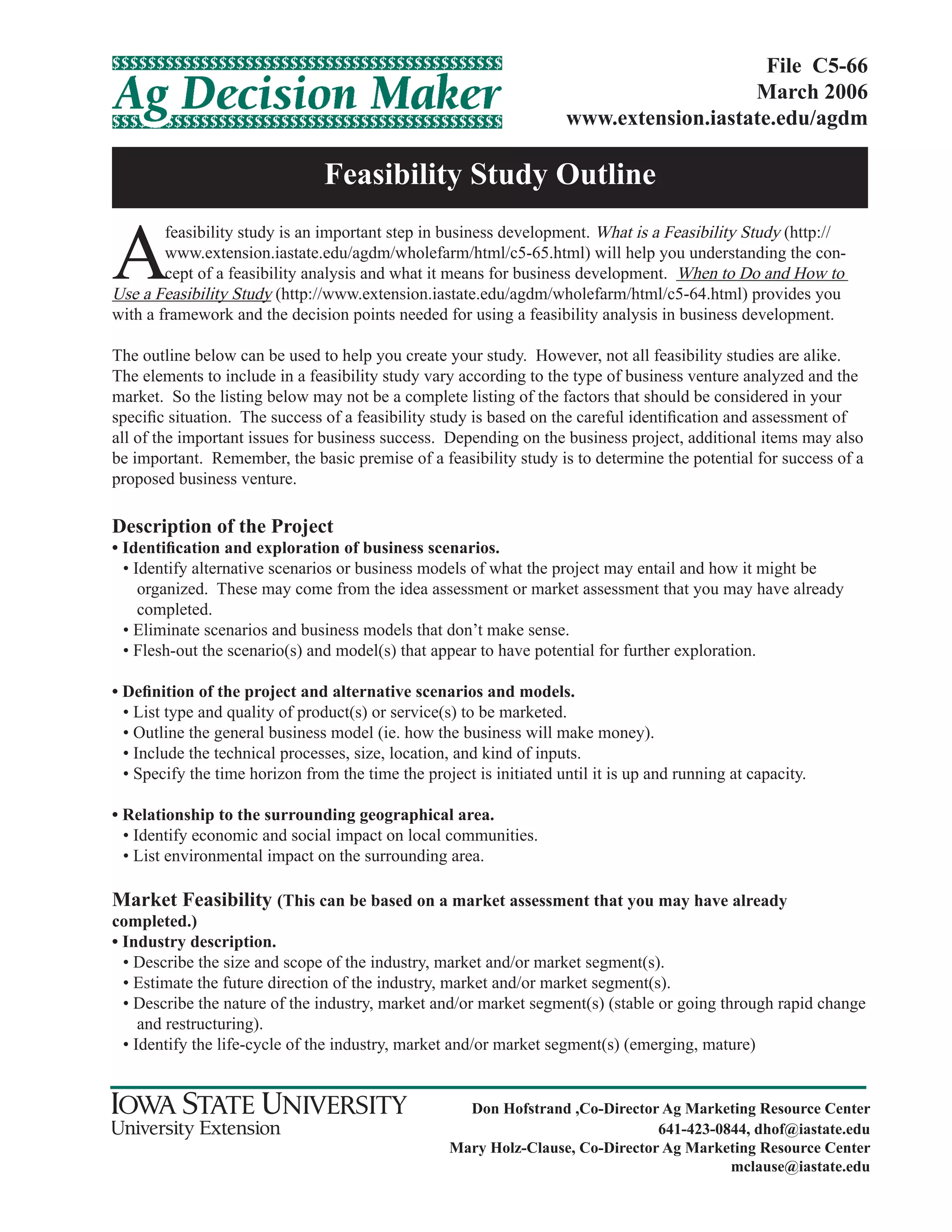 Feasibility study outline | PDF