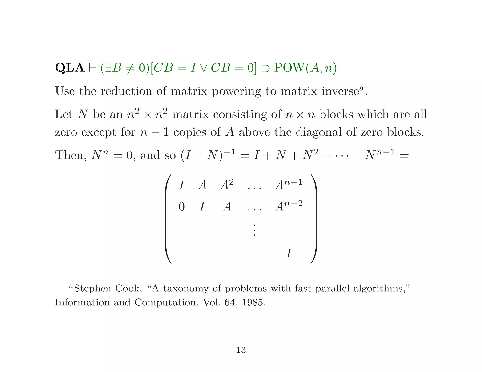 Feasible proofs of matrix identities with csanky's algorithm - CSL 2005 ...