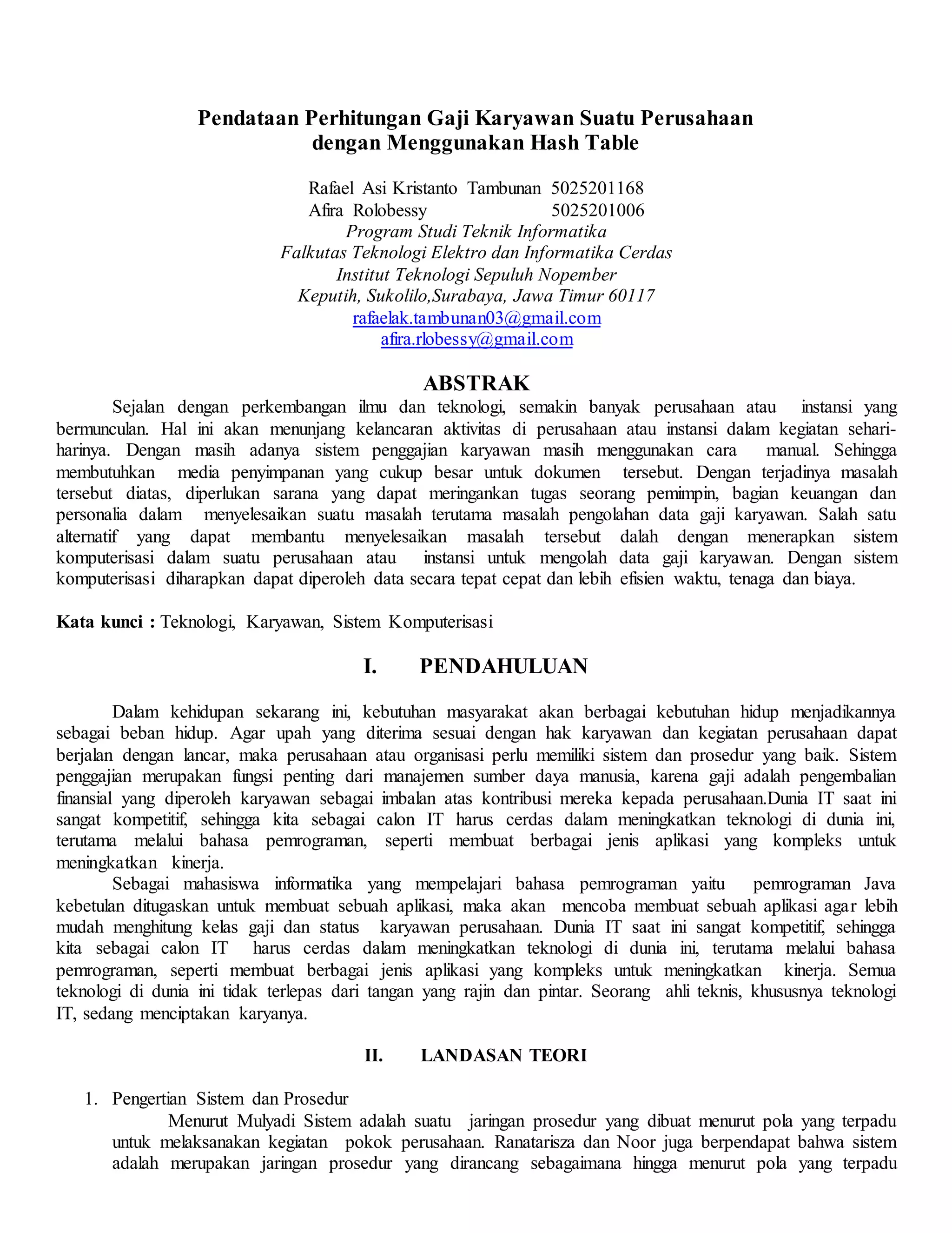 Pendataan Perhitungan Gaji Karyawan Suatu Perusahaan dengan Menggunakan ...