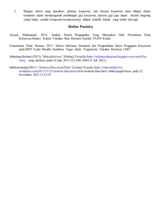 Pendataan Perhitungan Gaji Karyawan Suatu Perusahaan dengan Menggunakan ...