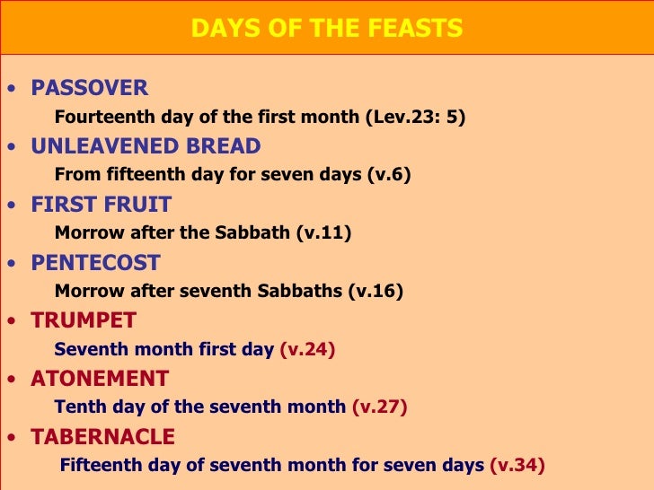 Feasts Of The Lord