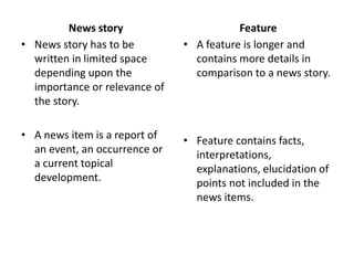 News vs feature | PPTX
