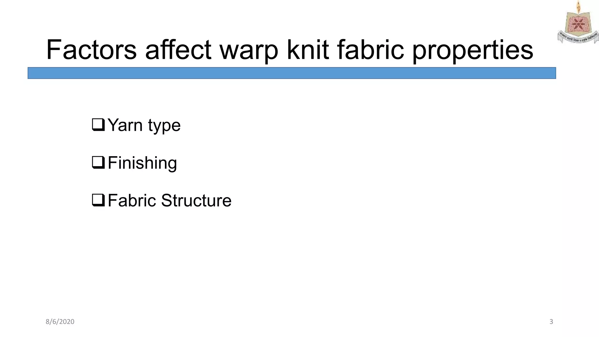 Feature and properties of two guide bar warp knit designs | PPTX