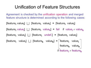 feature structure and unification NLP,what is Unification, Feture structure in NLP | PPTX
