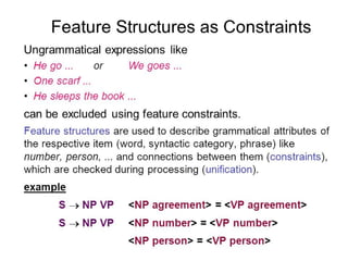 feature structure and unification NLP,what is Unification, Feture structure in NLP | PPTX