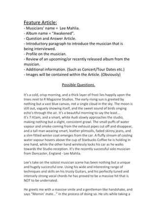 A-Level Media Studies - Feature Article (Primary Coursework) | PDF