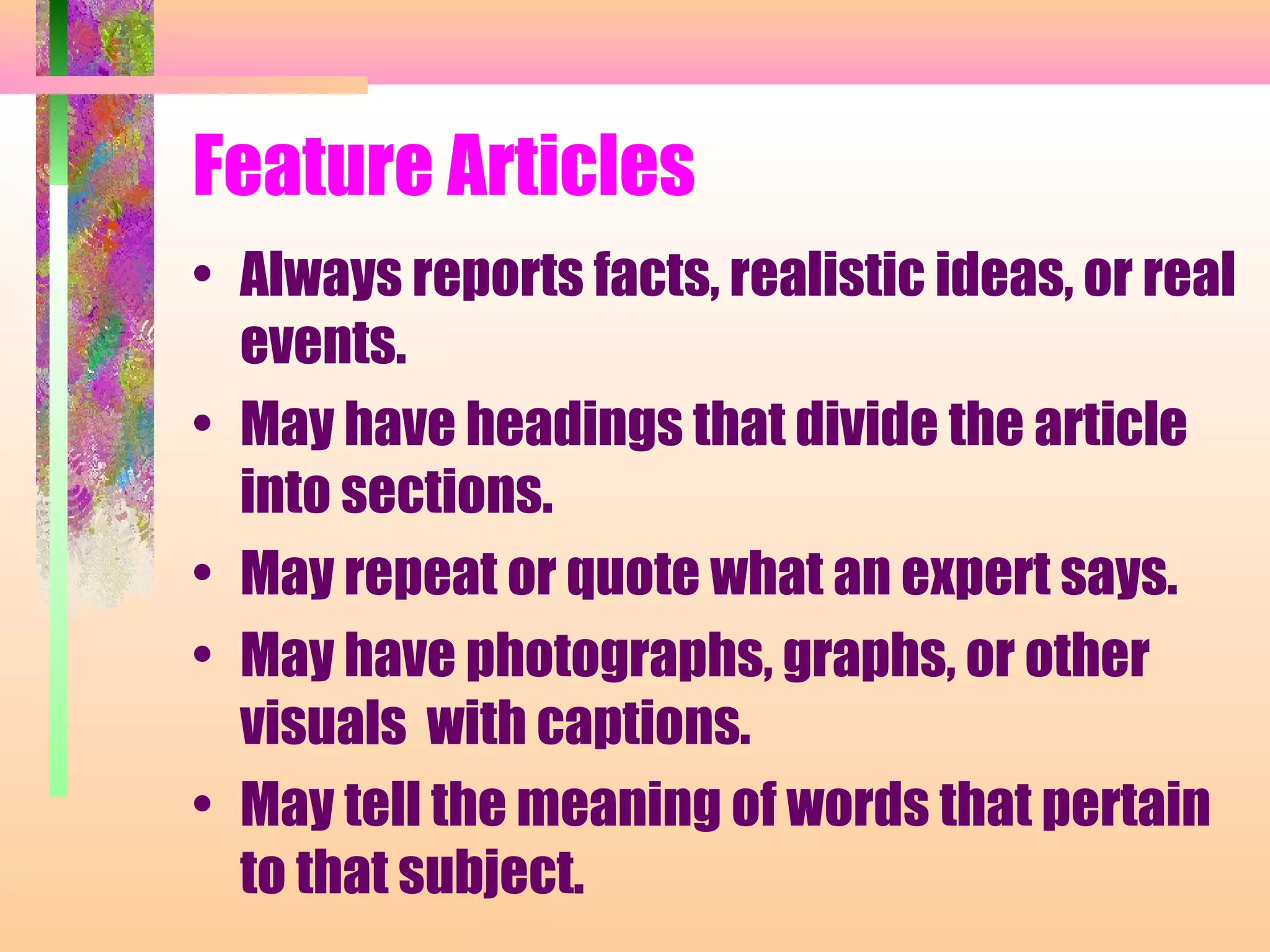 Feature article (language arts) | PPT