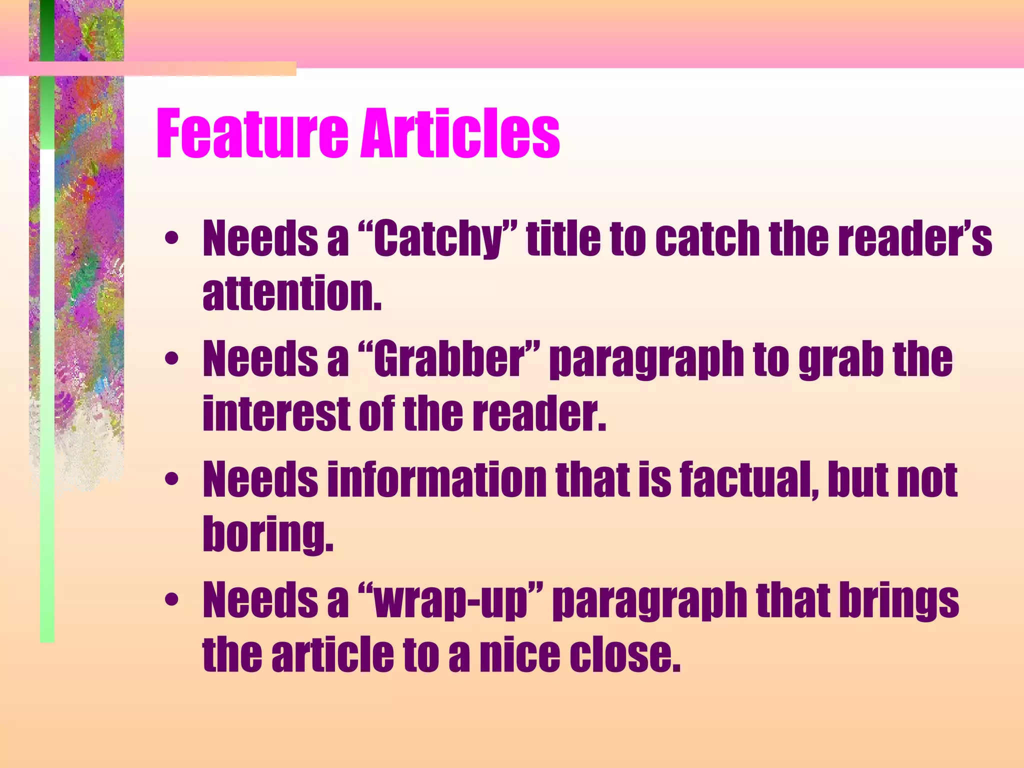 Feature article (language arts) | PPT