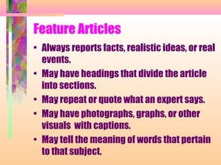 Feature article (language arts) | PPT