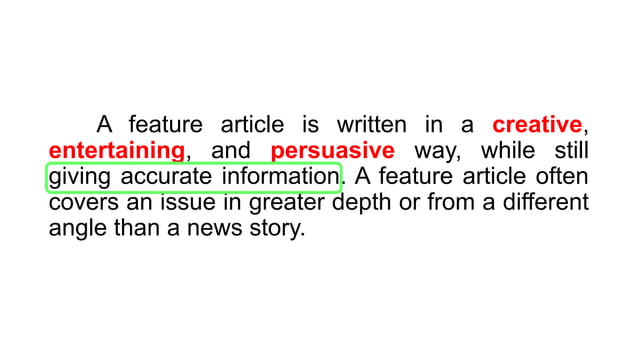 Campus Journalism Feature Article Writing.pptx | Business | Business ...