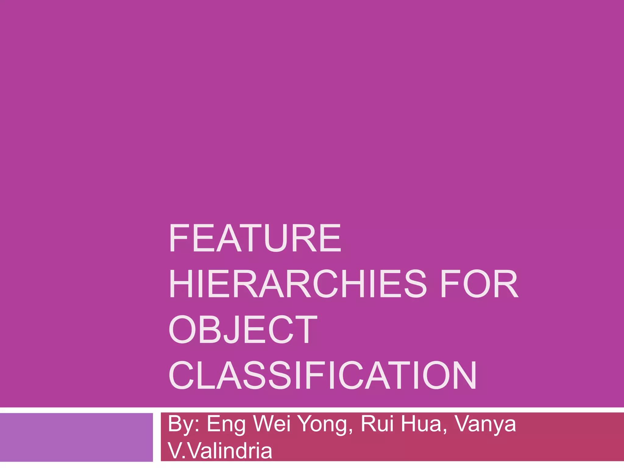 Feature Hierarchies For Object Classification Ppt