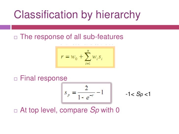 Feature Hierarchies for Object Classification