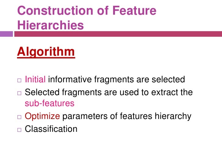 Feature Hierarchies For Object Classification