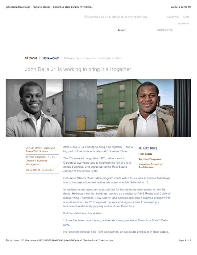 Featured stories - John Delia Jr. is working to bring it all together…