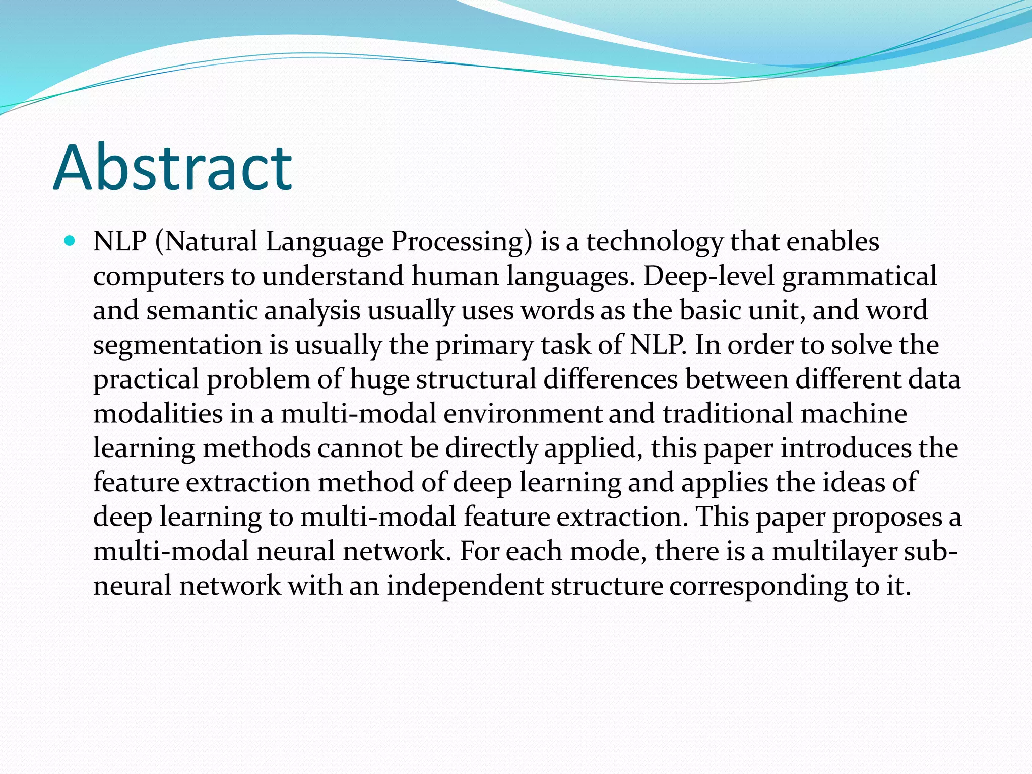 Feature Extraction and Analysis of Natural Language Processing for Deep ...