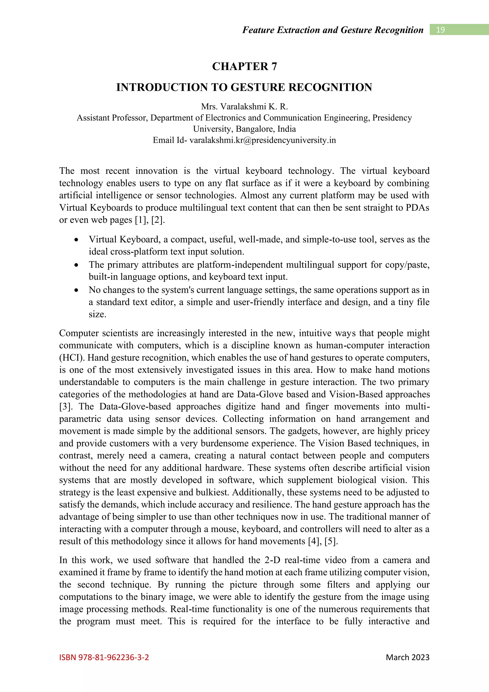 Feature Extraction And Gesture Recognition Book Pdf Free Download
