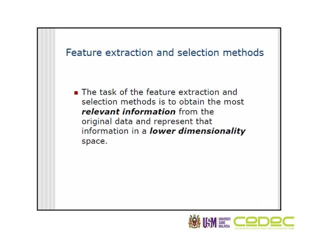 Feature Extraction and Principal Component Analysis | PPT | Technology & Computing