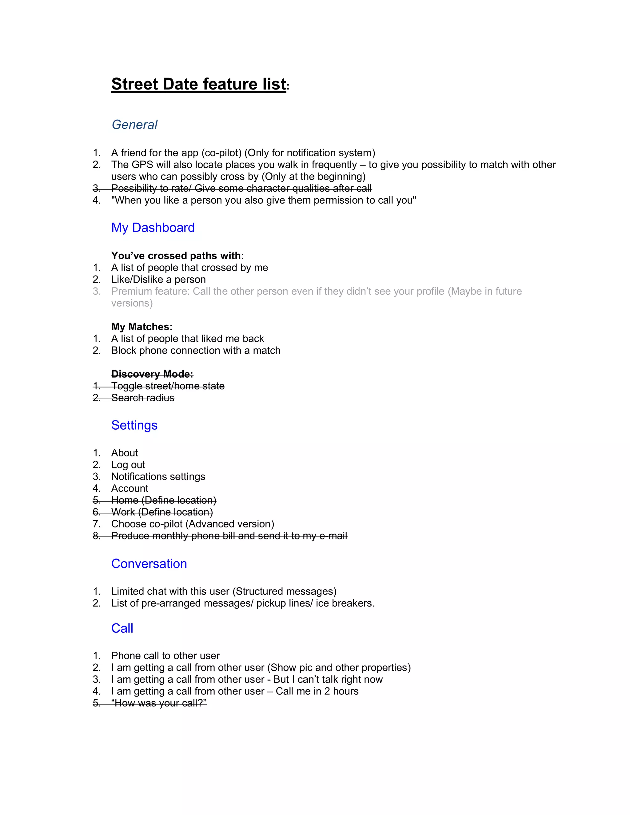 Street Date - Feature list | PDF