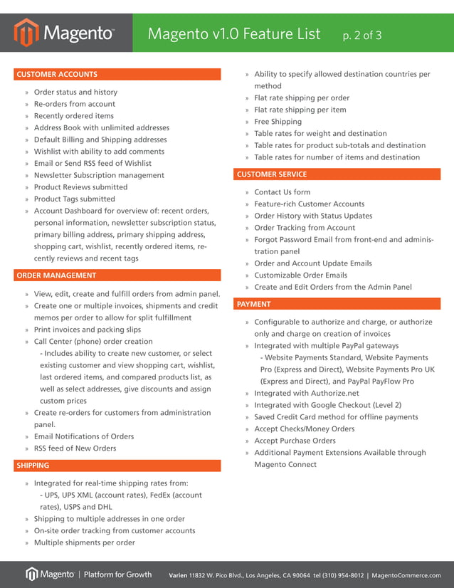 Magento Features List | PDF