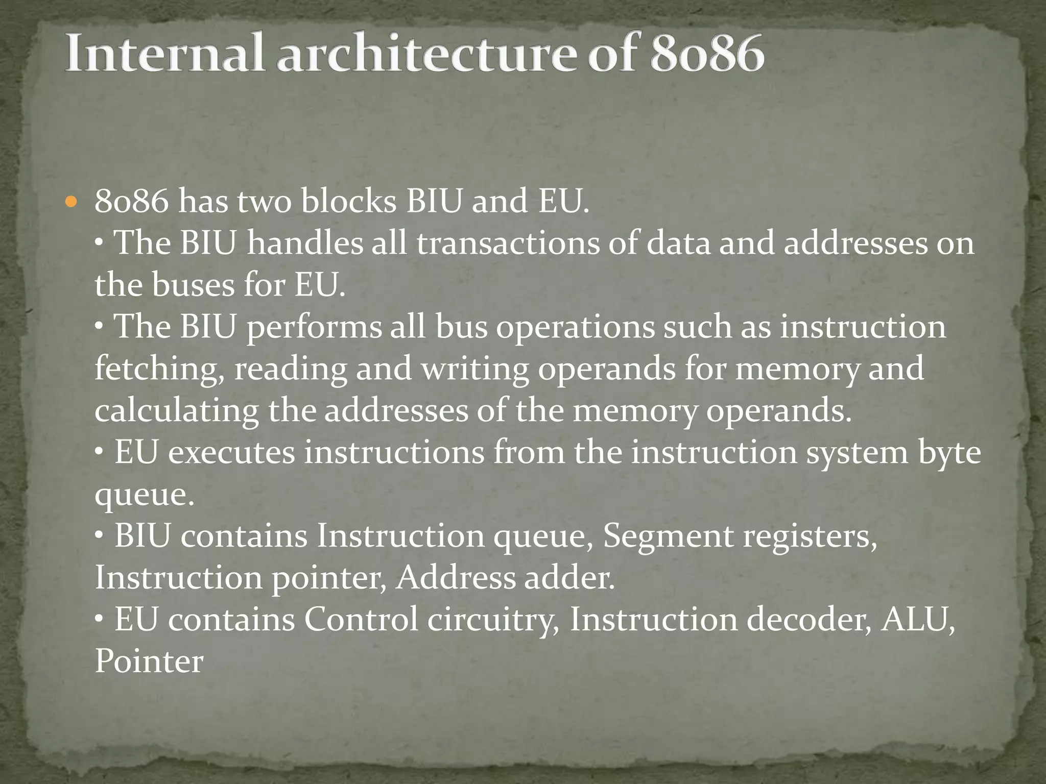Internal Architecture of 8086 | PPTX