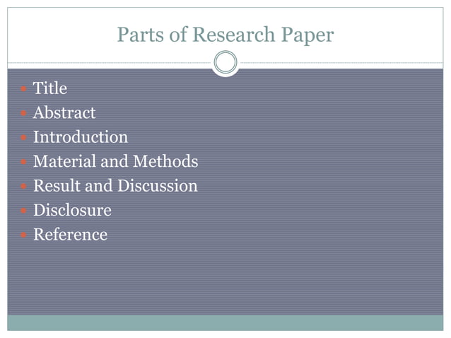Parts of Research paper | PPTX | Science