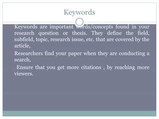 Parts of Research paper | PPTX | Science