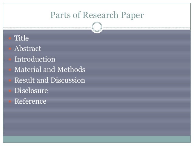 Parts Of Research Paper Parts Of Research Paper