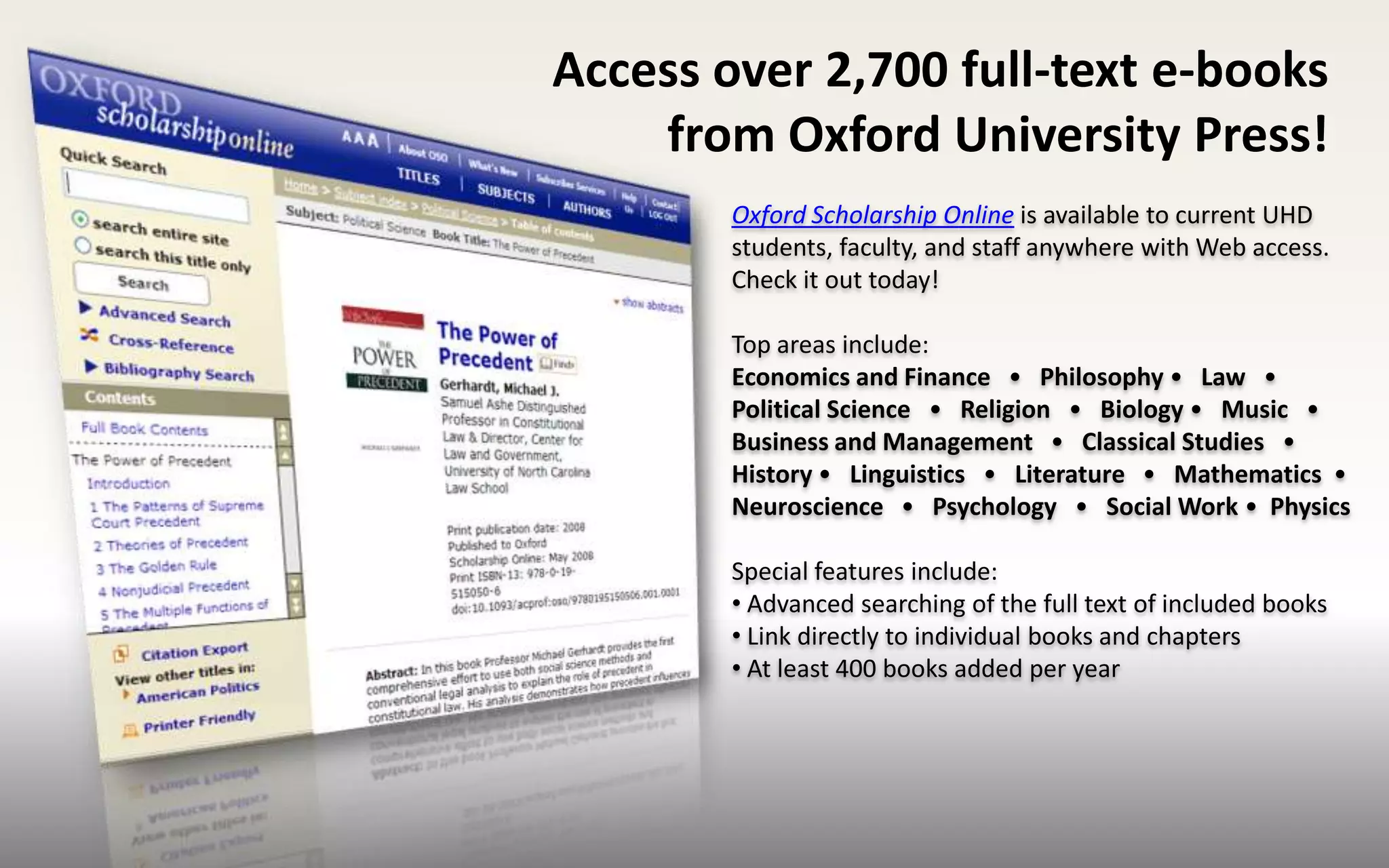 UHD Library Featured Resources and Services - August 2009 | PPTX