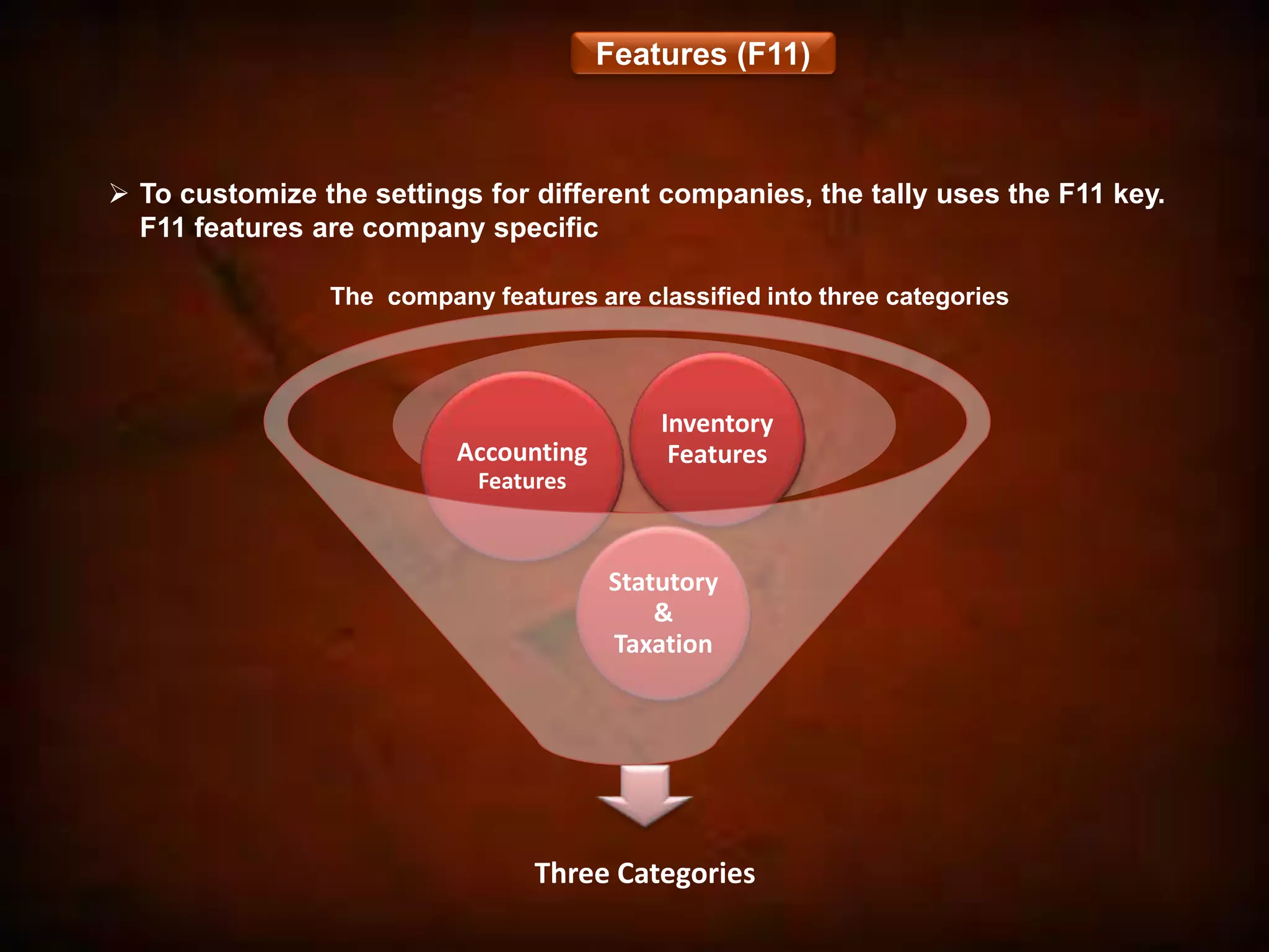 Features (F11) in Tally - R.D.Sivakumar | PPTX