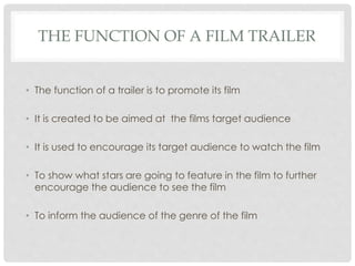 Features and Conventions of Film Trailers | PPTX